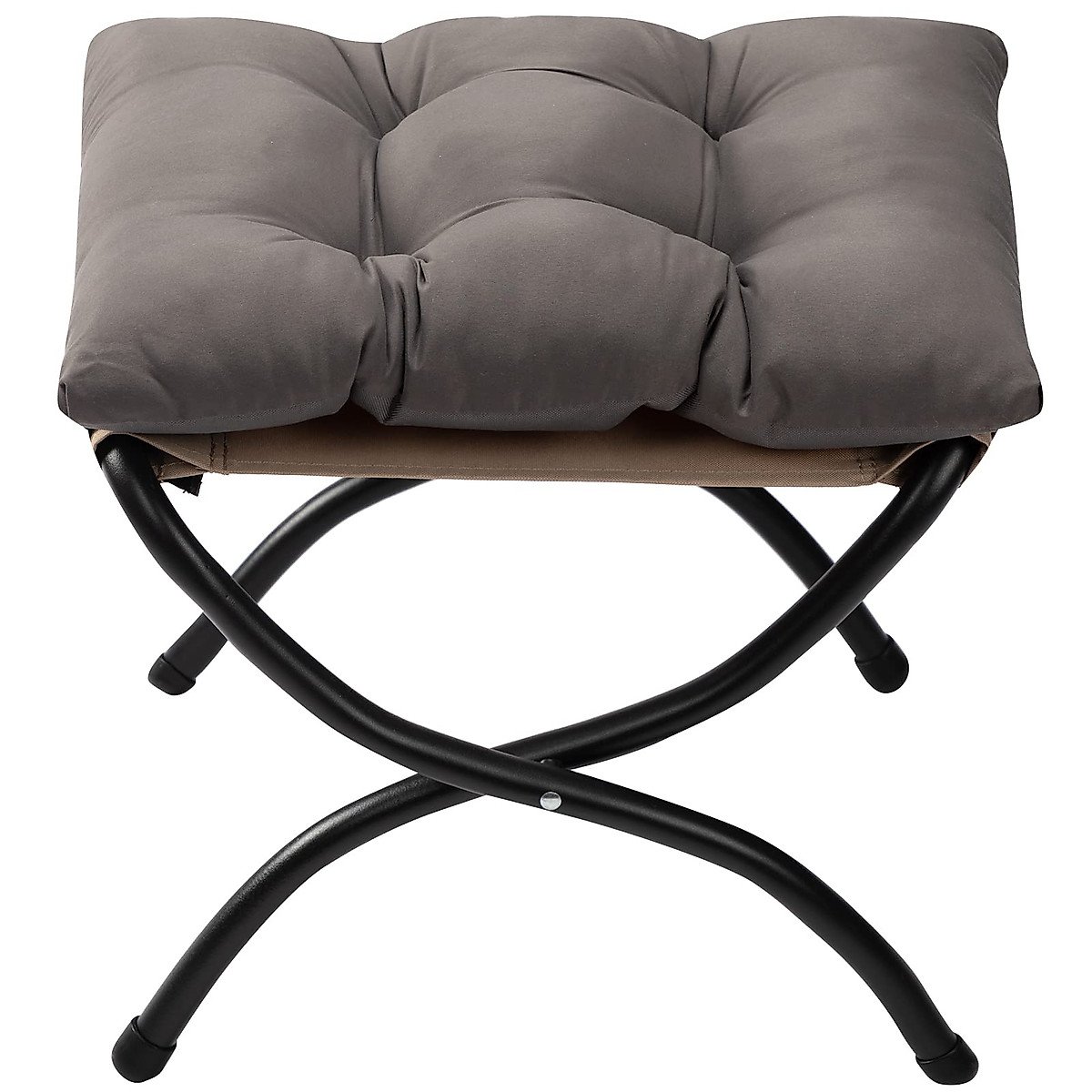 HollyHOME 15"(H) Folding Footrest Stool, Upholstered Small Foldable Ottoman, Accent Padded Sofa Foot Stool for Lazy Chair, Metal Frame Portable Foot Rest Ottoman for Living Room, Bedroom, Dark Grey