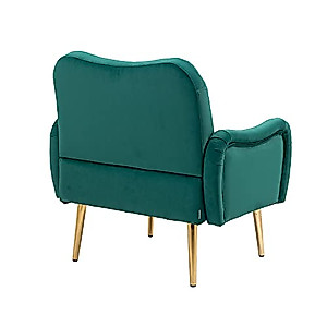 Tennozu Cute Elegant Loveseat Couch, Accent Sofa Convertible Futon Sofa Bed, Modern Golden Leg Love Seat Sofa, Small Loveseats Living Room Velvet Sofas, Stylish, Chic (Green, Single Sofa)