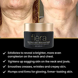 FIÈRA Neck Firming & Tightening Cream - Anti-Aging Moisturizer with Macadamia Oil, Hyaluronic Acid, Shea Butter - Smooths & Lifts Neck Skin - 1.69 FL. OZ. / 50 ML