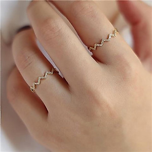 LOVECOM 925 Sterling Silver Wave Rings with Zircon, To My Love Highs and Lows Wave Stacking Ring Specific Inspirational Ring Encouragement Gift for Women Friends