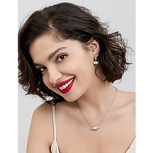 CannyCat Moissanite Evil Eye Pendant Necklace 1.2 CTTW D color VVS Moissanite and Sapphire Necklaces Lab Created Diamond Platinum Plated Sterling Silver Chain 16”+2” Lucky Gift for Women