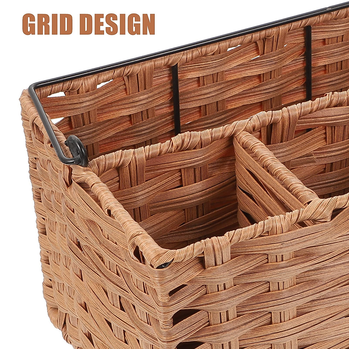 Zerodeko Utensil Basket Utensil Holder Cutlery Storage Basket Make up Iron Woven Basket Cutlery Holder Seagrass Baskets