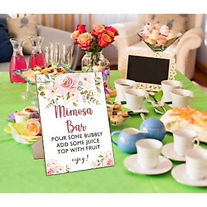 Mimosa Bar Boho Floral Bridal Shower,Wooden Sign With Stand,Bridal Shower Decoration,Bridal Shower Welcome Sign,Bar Decoration,Party Supplies,Bridal Shower Centerpieces,Wedding Shower Favors-20