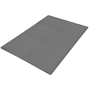 BalanceFrom Puzzle Exercise Mat with EVA Foam Interlocking Tiles for MMA, Exercise, Gymnastics and Home Gym Protective Flooring, 1/2" Thick, 24 Square Feet, Gray