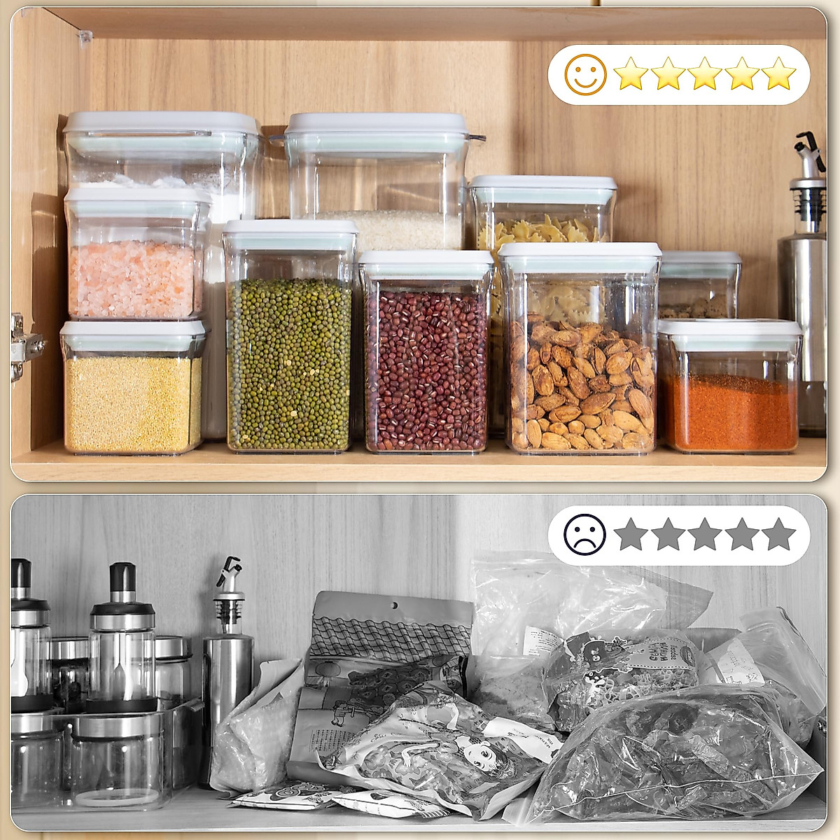 Uamector 1.2Qt Pop Container Perfect for 1Lb Brown Sugar, Airtight Food Storage Containers, BPA-Free Air Tight Stackable Dry Cereal Container, Pantry Organization