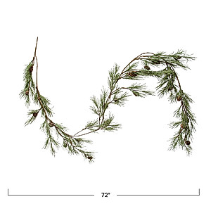 Creative Co-Op Faux Shore Pine Needle Pinecone Garland, Green and Natural