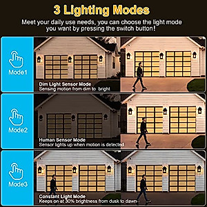 Solar Outdoor Wall Lights 2 Pack, Salangae Motion Sensor Solar Lantern with 3 Modes and IP65 Waterproof, Wireless LED Sconce Lights Dusk to Dawn Exterior Solar Porch Lights, for Outdoor Patio Yard