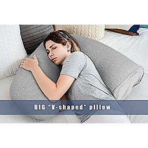 INSEN Pregnancy Pillow for Sleeping, L Shaped Body Pillow for Side Sleeping, Detachable Pregnancy Pillow with Full Body Support