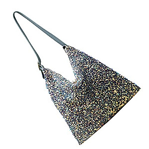 VALICLUD Womens Sequins Tote Bag Sparkling Shoulder Bag Handbag Portable Shopping Bag