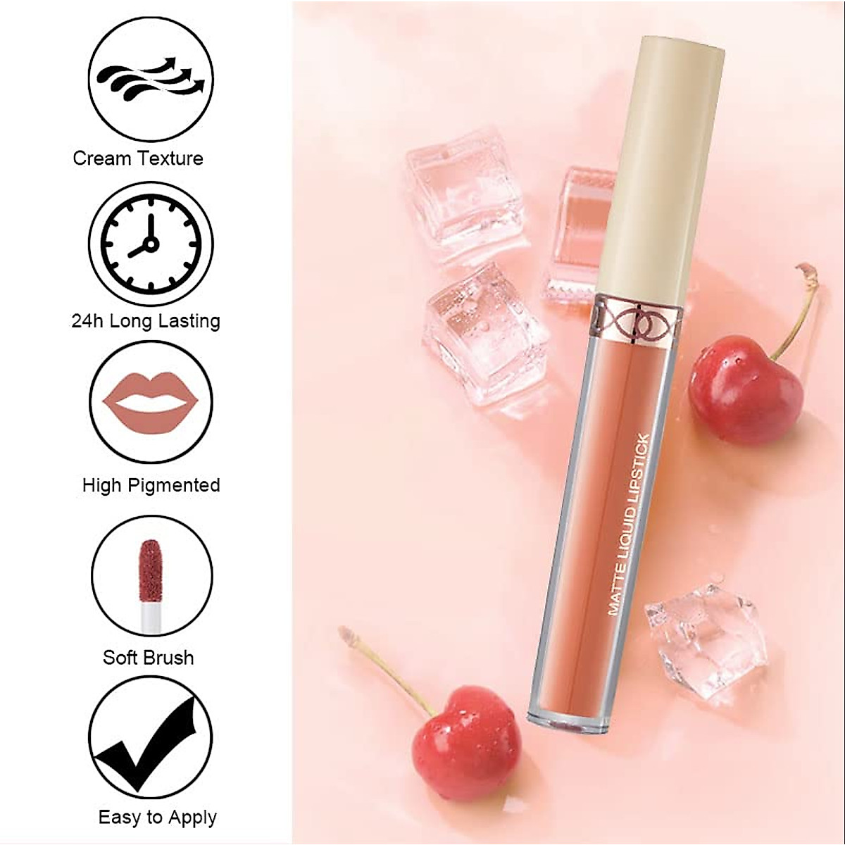 Rosarden Matte Nude Lipstick - Matte Liquid Lipstick - Nude Liquid Lipstick - Waterproof & Long Lasting 24 Hour Matte Lipstick- Soft Velvet Matte Lipstick - Matte Lipstick Lip Makeup for Women(01)