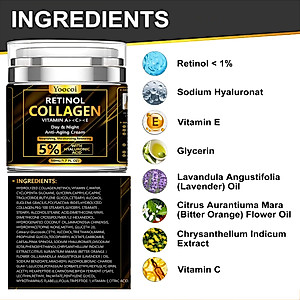 Mens Moisturizer,Retinol Cream for face,Natural Anti-Aging with Retinol, Collagen & Hyaluronic Acid - Day & Night Anti-Wrinkle Cream - Firming, Hydrating & Renewing Effect - 1.7Oz