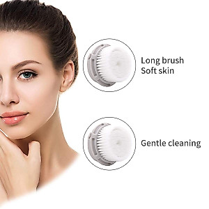 Facial Cleansing Brush Heads with Luxe Cashmere Face Brush Head | Super Soft, Suitable for Sensitive, Delicate and Dry Skin, 4pack