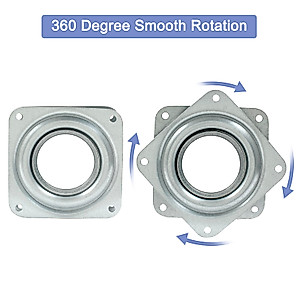 Suiwotin 2pcs 3" Square Lazy Susan Turntable Heavy Duty Lazy Susan Hardware, Steel Ball Bearing Rotating Tray Swivel Plate for Dining Table, Stool Chair, Pantry, Organizer (Silver)