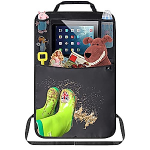 Termichy Car Seat Back Organizers, Kick Mat Seat Back Protector with Multi Pockets Clear Holder Water proof Material