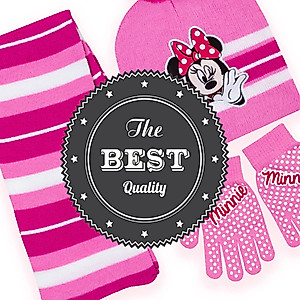 Disney Minnie Mouse Bowtique Girls Pink Hat Scarf and Glove Set - Size 4-14 [4014]