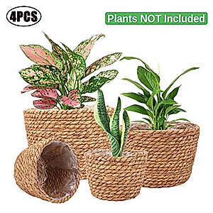 Seagrass Planter Basket Stylish Planter Baskets for Indoor and Outdoor Plants Perfect for Flower Pots Cover and Room Decoration, Set of 4