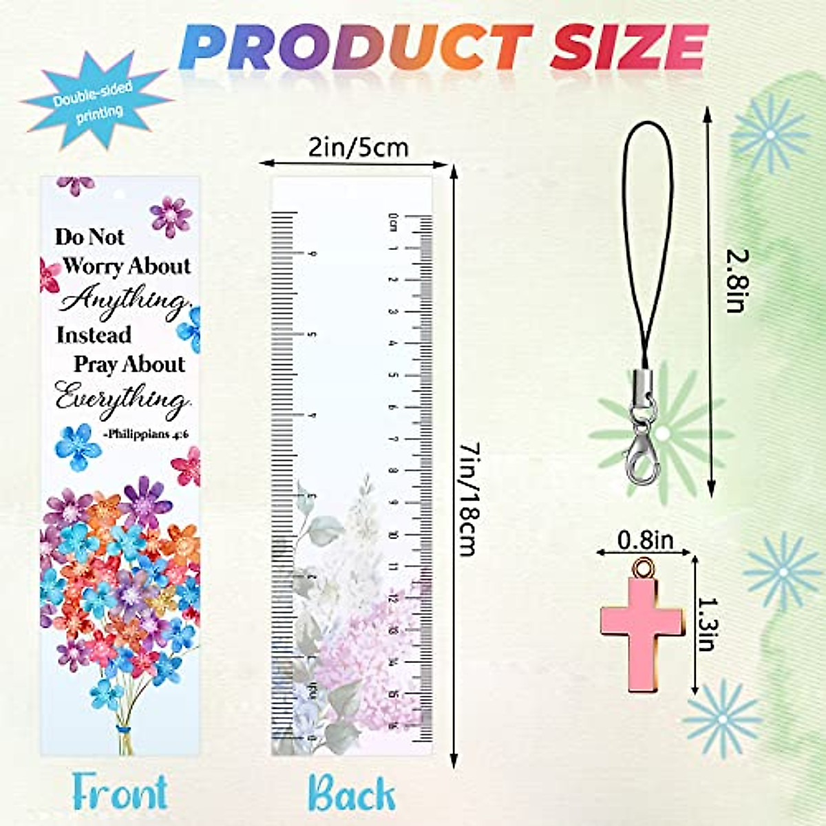 30 Pieces Christian Bookmarks for Mother Bible Verses Inspirational Scripture Bookmark Motivational Positive Flower Marker Encouraging with Cross Pendant for Church Religious Present, 2 x 7 Inch