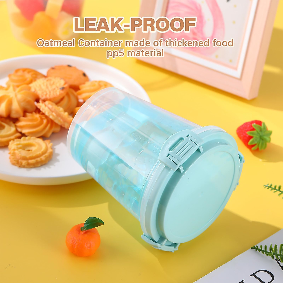 Blushtier 10 Pcs Overnight Oats Containers with Lids 24 oz Leak Proof Oats Jars Reusable Plastic Food Storage Meal Prep Container for Yogurt Cereal Soup Milk Salad Dishwasher Safe