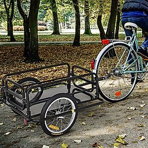 Aosom Wanderer Folding Bicycle Bike Cargo Storage Cart and Luggage Trailer with Hitch - Black