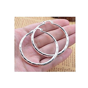 SOSUO Women Fashion 925 Sterling Solid Silver Ear Stud Hoop Earrings Wedding Jewelry (1.58 inch), One Size