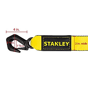 STANLEY ‎S1053 Black/Yellow 2" x 30' Tow Strap with Tri-Hook (9,000 lb Break Strength) for Disabled Recreational Vehicles