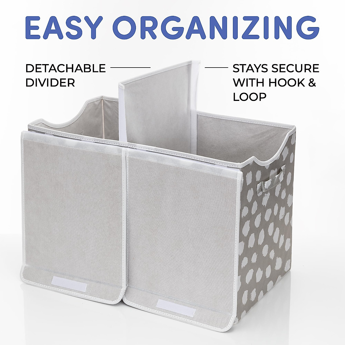 Toy Chest for Kids - Large Storage Chests with Detachable Organizer and Flip-Top Lid for Boys or Girls Nursery or Playroom Toys - Gray