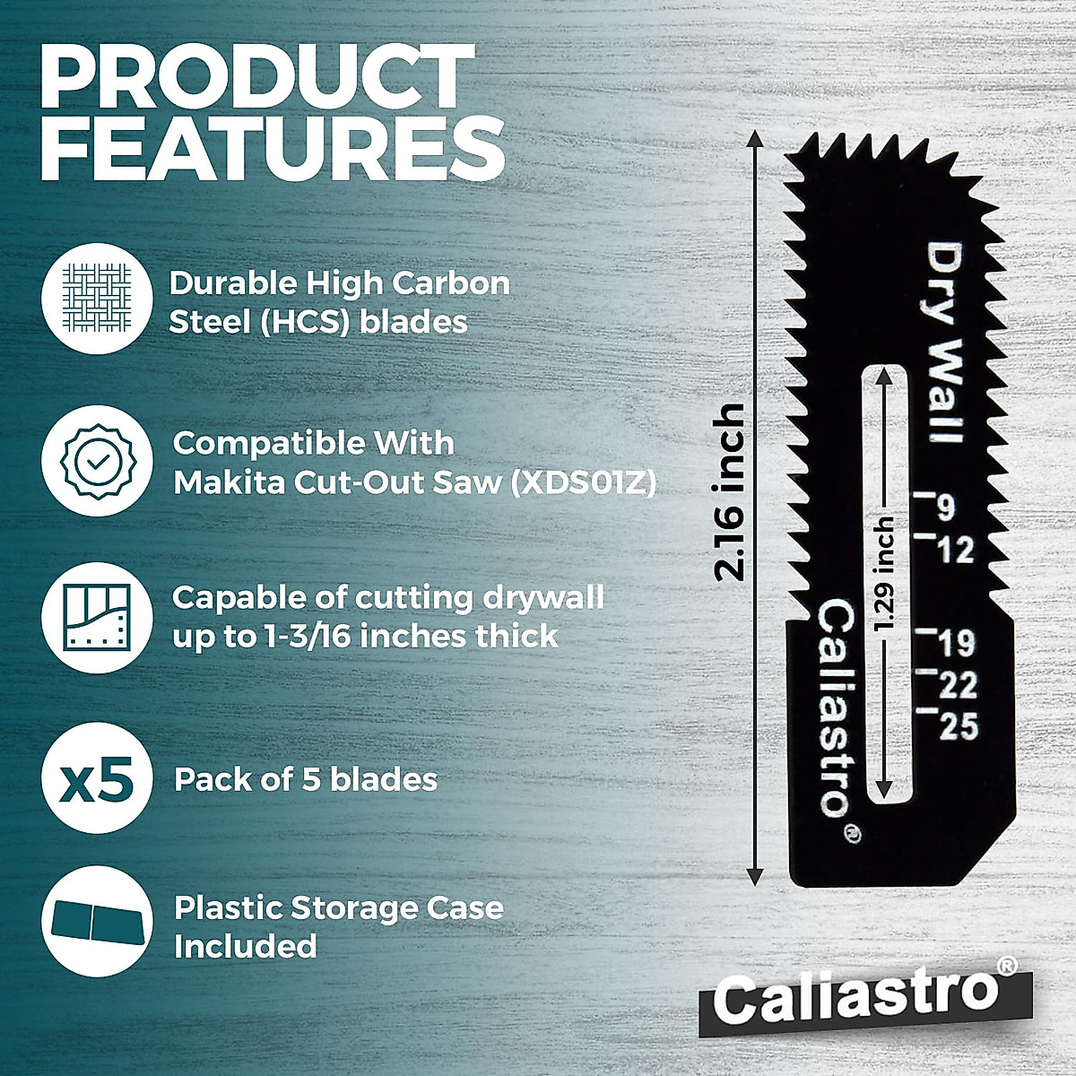 Drywall Cut-Out Saw Blades for Makita Cut-Out Saw - 5 Pack - Caliastro