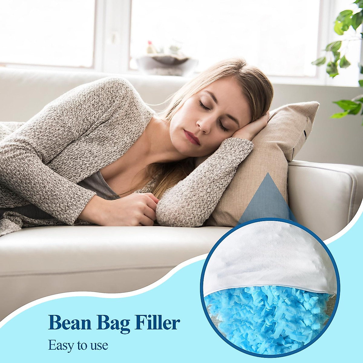 RAINBEAN 10lbs Bean Bag Filler, Shredded Memory Foam Filling for Bean Bag Chair, Dog Beds, Cushions Pillows, Added Gel Particles