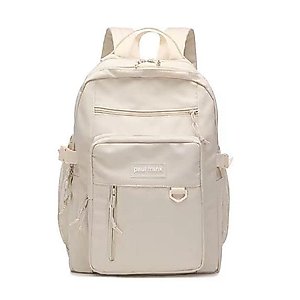 Large Capacity Travel Aesthetic Laptop bag for Men Women college student Backpack computer casual day pack (Cream)