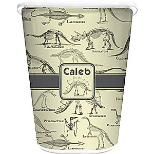 RNK Shops Dinosaur Skeletons Waste Basket - Double Sided (White) (Personalized)