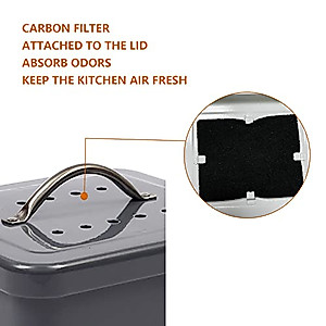 ayacatz Stainless Steel Compost Bin for Kitchen Countertop Compost Bin，1 Gallon, Kitchen Trash Can -Includes Charcoal Filter，Compost Bucket Kitchen Pail Compost with Lid-Gray