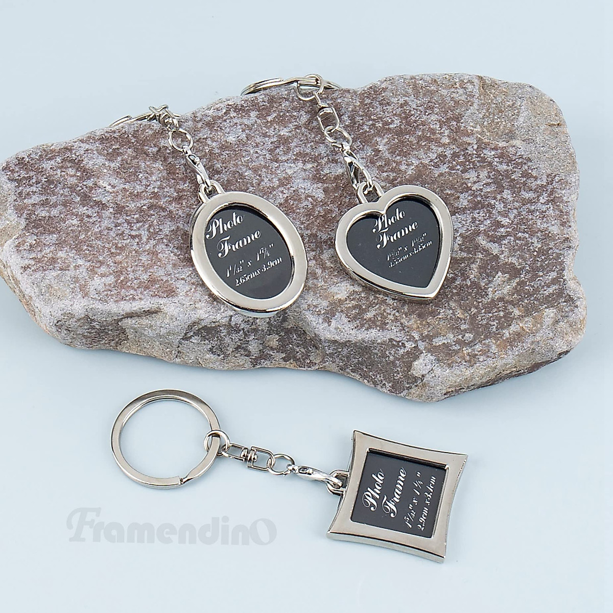 Framendino, 10 Pack Mini Photo Keychain Set Metal Frame Keychain Pictures Holder Detachable Key Chains DIY Photos Key Ring Pack Locket Photo Frame Key Rings for Wedding Birthday Gift