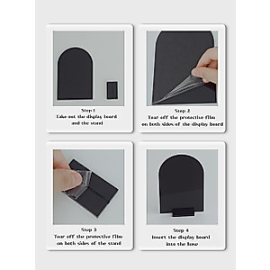 xinwant 5x7 Inch Arch Acrylic Sign with Stand,15Pack Blank Arch Acrylic Table Signs with Base for DIY Wedding Table Numbers, Arched Wedding Signage, Events& Parties (Black)