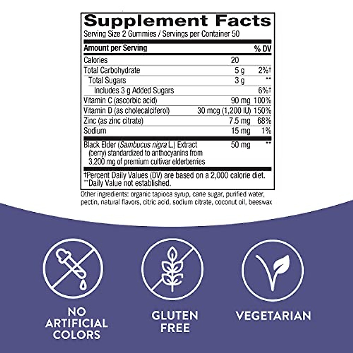 Nature’s Way Sambucus Elderberry Immune Support Gummies*, Elderberry with Vitamin C, Vitamin D and Zinc, 100 Gummies