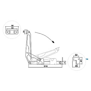 Rok Hardware Ratchet Headrest Fitting for Beds, Desk Lids, Drafting Tables, and Drawing Boards, Steel
