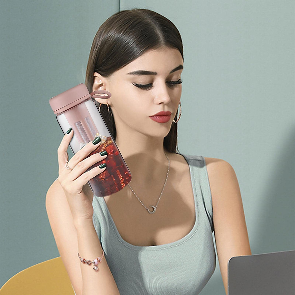 RFSHOP Iced Coffee Maker, Cold Brew Coffee Maker, Iced Tea Maker, Cold Brew Maker, Leakproof Portable Cold Brew Jar For Outdoor Sports Travel Hiking Camping Fitness Gym