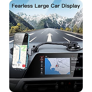 Windshield Car Phone Holder Mount Dashboard/Suction Cup/Window, 13" Phone Holder for Car Dashboard with Super Sticky Gel Pad, Truck Cell Phone Holder for Car, Compatible with Thick Case & Large Phone