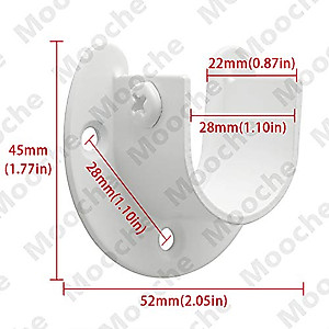 Mooche 4Pcs Wardrobe Closet Rod Bracket U-Shaped Curtain Rod Sockets Closet Pole End Supports Flange Rod Holder 1 Inch, Stainless Steel White Finished, MFL8001UW-4P