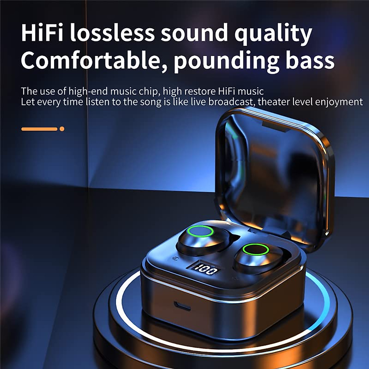 TEGAX Wireless Earbud, Chipset 5.1 Sport Headphones with Charging Case, Wireless Earphone 6D Stereo HiFi Sound Noise Cancelling for Working/Travel/Gym, Black (TG01)