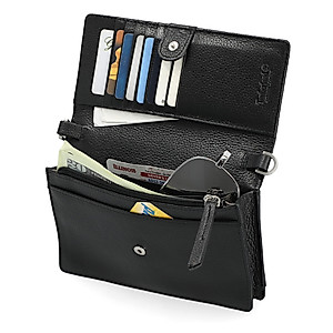 Timberland womens Rfid Leather Crossbody Bag Wallet Purse, Black (Pebble), One Size