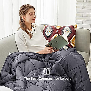 Syrinx Bundle Cooling Weighted Blanket 20 pounds(60”x 80”,Dark Grey) with Soft Duvet Cover (Grey, 60”x 80”)