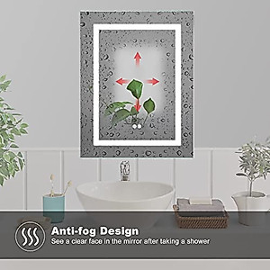 DURLDENG Lighted Medicine Cabinet with Outlet，20x26 Inch Recessed Or Surface Bathroom Medicine Cabinet with Mirror Lights,Led Lighted Medicine Cabinet Mirror Wall Mounted,Anti-Fog,Dimmable,3 Shelves