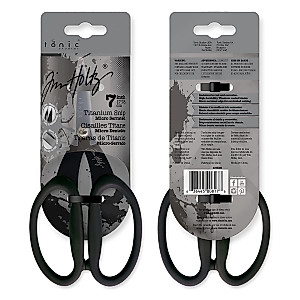 Tonic Studios Tim Holtz 817 Kushgrip Non Stick Micro Serrated Snips, 7" , Red