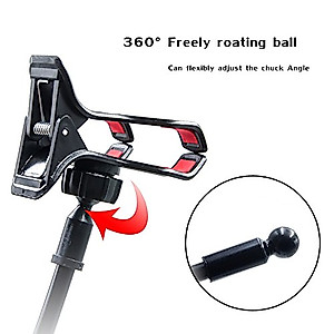 AUXO-FUN Cell Phone Holder, Universal Lazy Bracket Mobile Phone Stand, Flexible Gooseneck Long Arm Clip (Black)