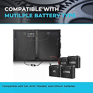 Renogy 100 Watt 12 Volt Portable Solar Panel with Waterproof 20A Charger Controller Foldable 100W Solar Suitcase with Adjustable Kickstand for Power Station, 100W Panel-20A Controller, Black