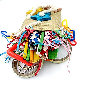 GILYGI Bird Lucky Bag Toys - Bird Foraging Bag with Array of Chewable Toys for Small and Medium Parrot Cockatiels Parakeets Conures Quakers Caiques Pionus Senegals