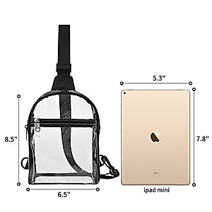 UEASE Small Clear Sling Bag for Men Women/Stadium Approved Mini Sling Backpack/Transparent Casual Chest Daypack for Concert Festival Hiking Walking Biking Travel Cycling