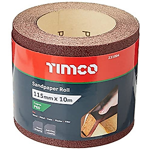 TIMCO 231004 Sandpaper Roll 60 Grit Red - 115mm x 10m