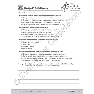 Daily Academic Vocabulary, Grade 5 Teacher Edition