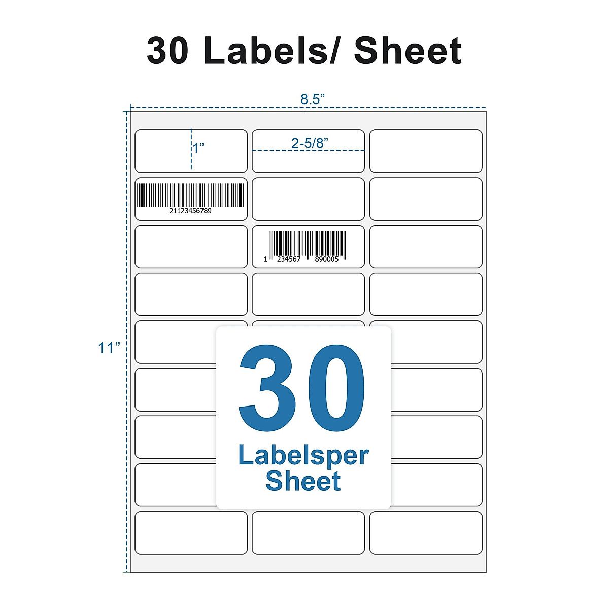 INJINEO 1" x 2-5/8" Crystal Clear Address Labels, Shipping Address Labels for Laser Printers, Mailing Labels Compatible with 5600, 8660, 15600, 18660, Easy to Peel (750 Labels, 25 Sheets)